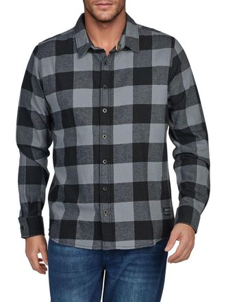 Riverso Flanellhemd Herren Langarm Kariert Regular Fit RIVArne Hemd Holzf&auml;llerhemd Karohemd 100% Baumwolle Grau, L, 100% Baumwolle, Gr&ouml;&szlig;e:L, Farbe:Ash Grey (2