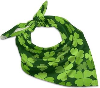 Generic Écharpe carrée en soie légère en forme de trèfle vert pour cheveux respirant Cadeau pour homme et femme, multicolore, 46x46cm