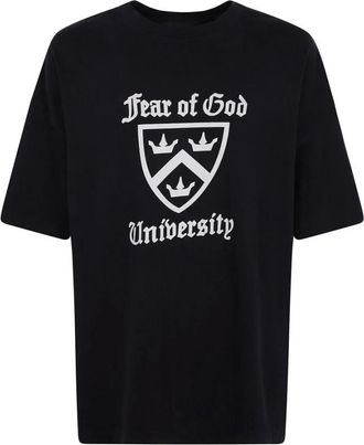 Fear of God Homme, Tops, Noir, Taille: XL Pull Ras du Cou à Manches Courtes