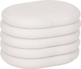 Atmosphera Atmosphera - Pouf coffre bouclette Guilia blanc 59x45cm créateur dintérieur