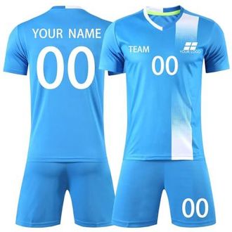 Generic Maillot de football personnalis&eacute; pour enfants adultes et jeunes avec maillot et short avec nom de l&eacute;quipe et logo, 1-5., L