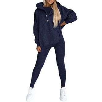 Generic Ensemble de d&eacute;tente pour femme avec capuche et pantalon imprim&eacute; d&eacute;contract&eacute; &agrave; capuche et pantalon imprim&eacute; pour femme - Ensemble de v&ecirc;tements de d&eacute;tent