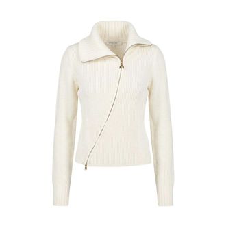 Patrizia Pepe Cardigan &agrave; fermeture oblique - Femme - Pulls - Blanc - Taille: 38 FR