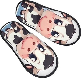 Generic Fourrure Pantoufles Vache &Agrave; Lait De Dessin Anim&eacute; Antid&eacute;rapant Pantoufles DHiver Portative Hiver Chausson Pour Voyage Int&eacute;rieur Homme M