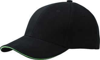Myrtle Beach 6 Panel Sandwich Cap in Kontrastfarben Gr. One Size, Multicoloured - Black/Lime Green