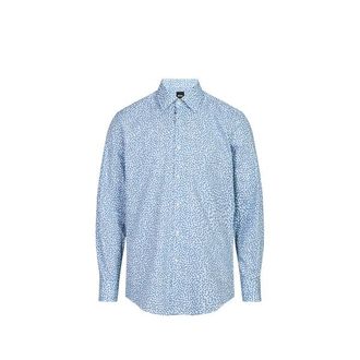 HUGO BOSS Chemise manches longues &agrave; fleurs en coton m&eacute;lang&eacute;