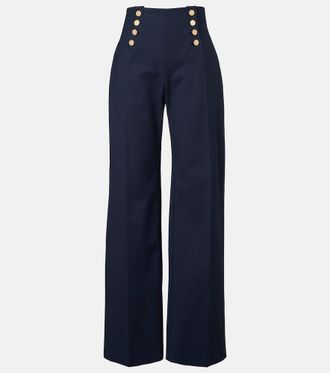 Carolina Herrera Pantalon ample Alba en coton m&eacute;lang&eacute;