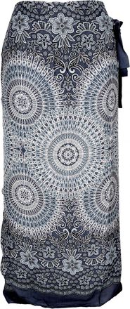 Guru Shop Langer Wickelrock, Strandrock, Sommerrock - Schwarz/grau, Damen, Synthetisch