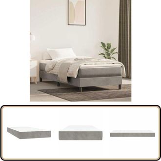 vidaXL Taschenfederkernmatratze Hellgrau 80x210x20 cm Samt - Vidaxl