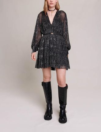 Maje Kurzes Metallic-kleid - Schwarz/silber - Gr&ouml;&szlig;e 34 - Maje