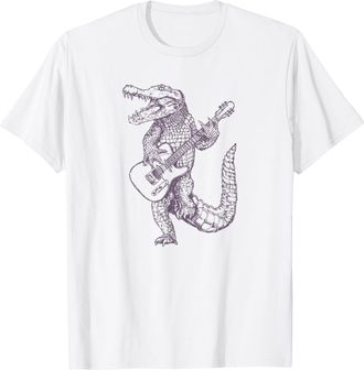 Seembo Alligator spielt Gitarre Krokodil Gitarristen Rockmusiker T-Shirt