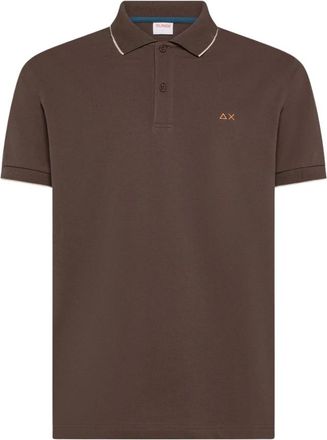 Sun 68 Homme, Tops, Brun, Taille: M Polo Small Stripe on Collar S/S