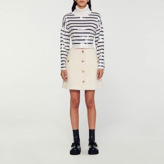 Sandro Jupe courte en tissu boucl&eacute;