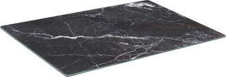 Harbour Housewares Rechteckiges Schneidebrett aus Glas - 30cm x 20cm - Schwarzer Marmor - 1x Temperiert Hitzebest&auml;ndig Heim K&uuml;che Arbeitsplattenschoner Kochfeld Kocher H
