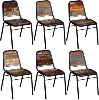 vidaXL 6X Chaise de Salle &agrave; Manger Bois Recycl&eacute; Massif Chaises de Cuisine