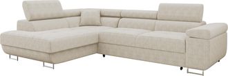 Mirjan24 Ecksofa Torezio Cord mit Bettkasten, Einstellbare Kopfst&uuml;tzen, Sofa mit Schlaffunktion, Eckcouch f&uuml;r Wohnzimmer, L-Form Couch mit Bettfunktion (Poso 1