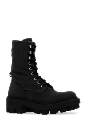 Prada Womens Black Canvas Boots Nero Stivali