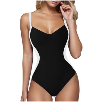 Generic HAOLEI Badeanzug Damen Elegant Schick, Bademode Push Up, Schmal Geschnittener, Bauchwegformender Bikini Mit V-Ausschnitt Und &Uuml;berkreuztem R&uuml;cken, Swim