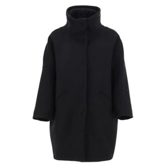Herno Schwarze Winterjacke aus Wollmix - - Jackets - Damen - Schwarzk - S