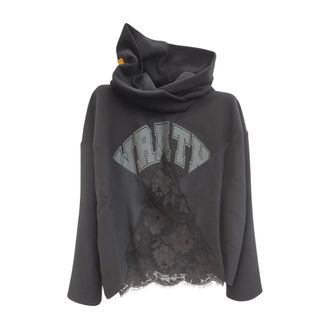 John Richmond Femme, Sweatshirts et sweats &agrave; capuche, Noir, Taille: 36 FR SweaT-shirt avec col ch&acirc;le et d&eacute;tail graphique