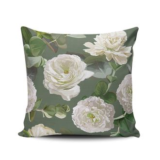 Generic Vintage Weiße Pfingstrosen Zierkissenbezug Dekorative Couchkissen Quadratische Sofakissenbezug Für Büro Schlafzimmer Heimdekoration 45X45Cm