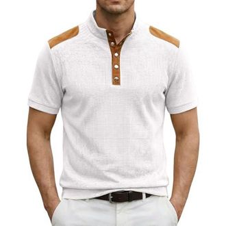 Generic Polo pour homme, t-shirt de sport patchwork de couleur contrast&eacute;e &agrave; manches courtes et col &agrave; revers boutonn&eacute; chemise de bureau formelle intelligente b