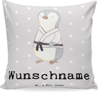 Mr. & Mrs. Panda Kopfkissen Pinguin Karate - Personalisierte Geschenke, Schenken, Wunschname, Name, Selbstverteidigung, Kampfsportart, Bedrucken, Personalisiert, Kampf