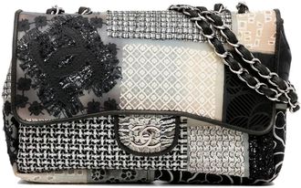 Chanel Hobo Bags - Jumbo PVC and Tweed Patchwork Single Flap - Gr. unisize - in Wei&szlig; - f&uuml;r Damen