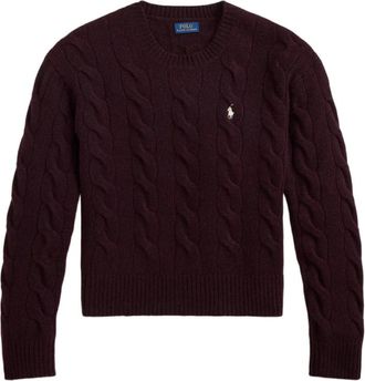 Ralph Lauren Femme, Pulls, Violet, Taille: 40 FR Pull en maille torsad&eacute;e avec logo brod&eacute;