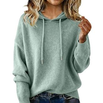 Generic Pull &agrave; capuche confortable et l&eacute;ger en laine m&eacute;rinos pour femme - Automne 2026 - Hiver Topscashmere, vert clair, 3XL