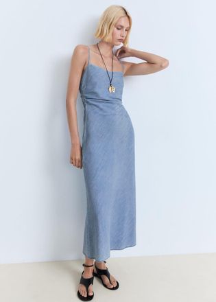 Mango Robe jean drapée bleu moyen - Femme - XS - MANGO