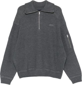 Juun.J pull côtelé à col zippé - Gris