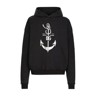 Dolce & Gabbana Logo-Print Baumwollkapuzenpullover - - Sweatshirts & Hoodies - Herren - Blau - S