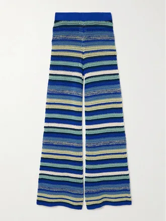 Escvdo Pantalon Évasé En Coton Crocheté Nevado - Bleu