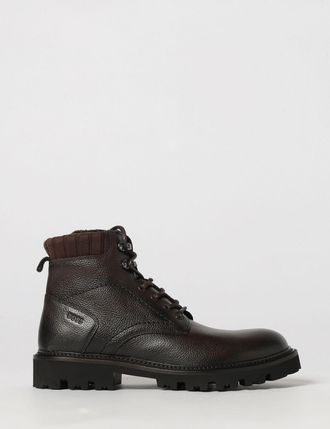 HUGO BOSS Julyo Combat Boots aus genarbtem Leder mit gepolstertem Kn&ouml;chel und gekerbter Sohle