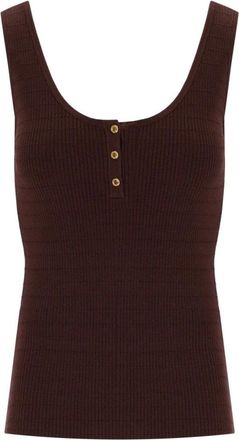 Elisabetta Franchi Femme, Tops, Brun, Taille: 40 FR Micro-braided Knit Top
