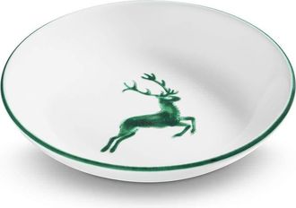 Gmundner Keramik Suppenteller, Durchmesser: 20 cm, Grüner Hirsch, handgemachte Keramik aus Österreich