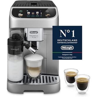 DeLonghi Magnifica Plus - Perfetto Kaffeevollautomat mit LatteCrema-Milchaufsch&auml;umer, 18 One-Touch-Getr&auml;nke, farbiges Touch-Display, Silber Schwarz (ECAM322.70