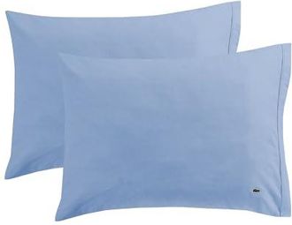 Lacoste 2-teiliges Kissenbez&uuml;ge-Set, 100% Baumwoll-Perkal, k&uuml;hl, knackig, matt und langlebig, &Ouml;ko-Tex-Zertifiziert, solide, Allure Blue, King Size
