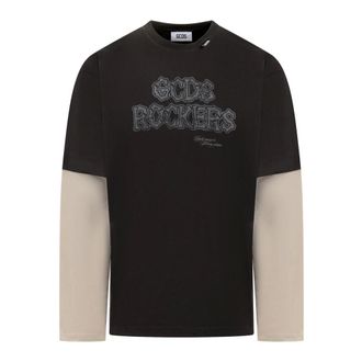 GCDS Gcds, Homme, Tops, Noir, Taille: L Rockers Printed Longsleeves T-Shirt