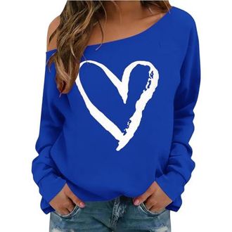 Generic 2026 Sweat Femme Saint-Valentin Manches Longues Pull-Over Col Rond Couleur Unie Haut Top Streetwear Oversize Vetement pour Printemps Automne Hiver Jac