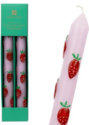 Talking Tables 2 x handbemalte 3D-Erdbeeren-Dinner-Kerzen, ideales Geburtstags- oder Muttertagsgeschenk, geruchlos, 8 Stunden Brenndauer, umweltfreundliche Verpackun
