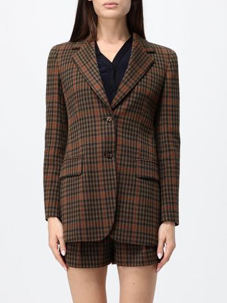 Max Mara Blazer droit en laine vierge et coton &agrave; motif pied-de-poule