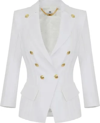 Elisabetta Franchi Femme, Vestes, Blanc, Taille: 42 FR Blazer en cr&ecirc;pe stretch double