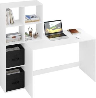 Woltu Woltu - Bureau dOrdinateur, Bureau de Travail, Table de Travail, Table de Rangement, 140, 5x50x134 cm, Blanc