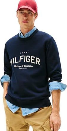 Tommy Hilfiger Sweat Homme Brand Identity avec Col Ras-du-Cou, Bleu (Desert Sky), L