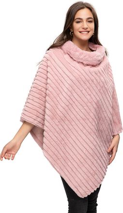 Glamexx24 Damen Poncho Eleganter Cape Winterfell-Poncho mit Rundhalsausschnitt, dicker Umhang aus warmem Strickfell