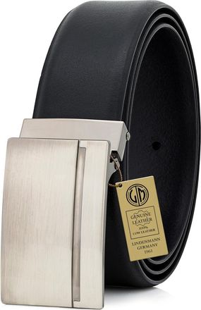 Lindenmann Leder-G&uuml;rtel Herren 35 mm breit, G&uuml;rtel Herren Vollrindleder schwarz, Gr&ouml;&szlig;e/Size:Bundweite 120 cm Gesamtl&auml;nge 135 cm W 47.2 XXL