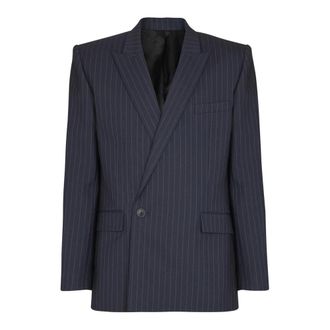 Balmain Wollblazer mit Nadelstreifen - - Jackets - Herren - Blau - S