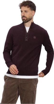 Butcher of Blue Clifden Halfzip - - Knitwear - Herren - Rot - S